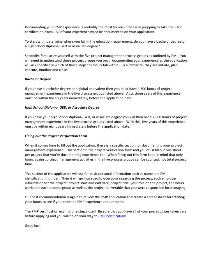 Pmp Experience Requirements