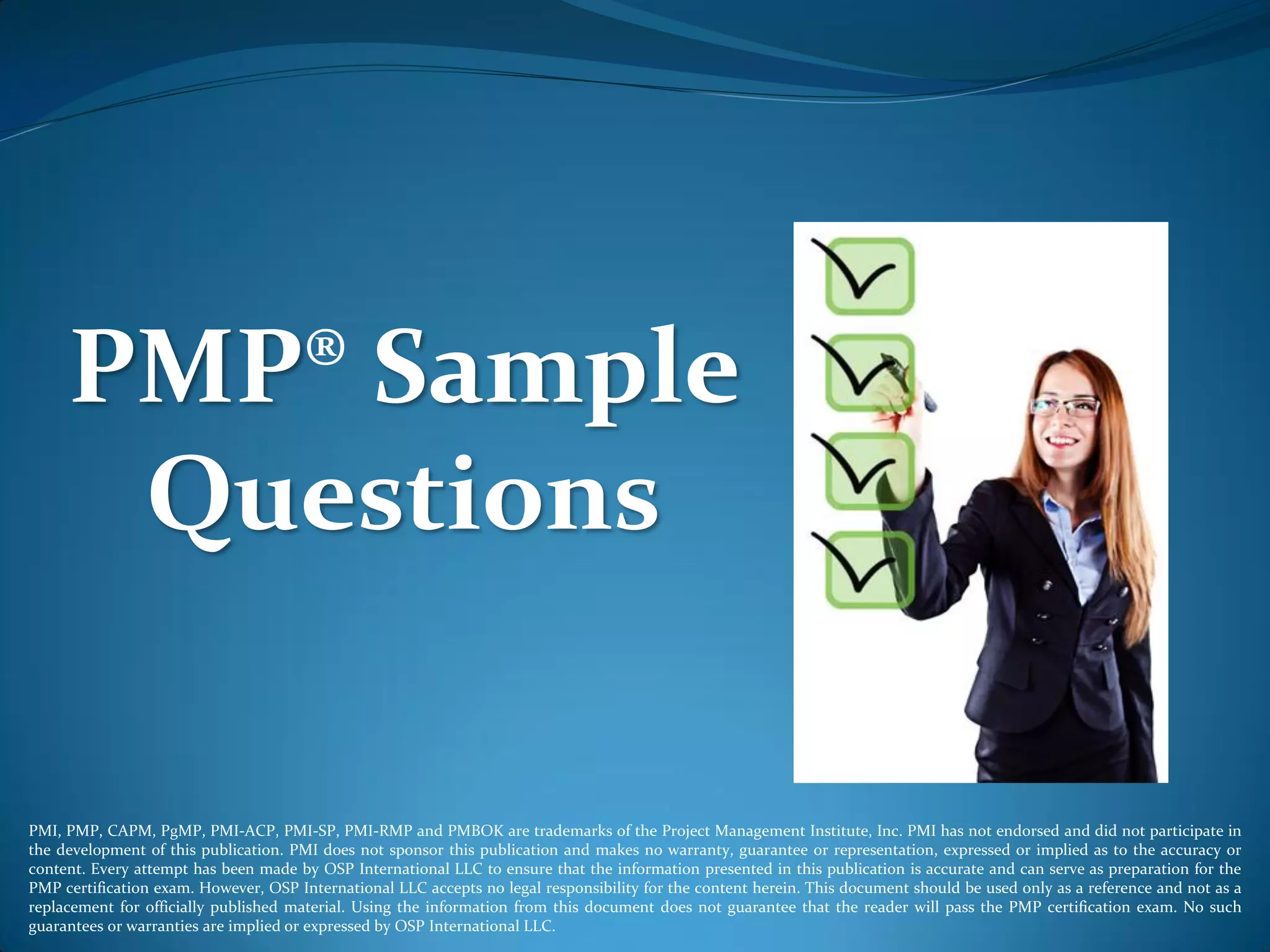 PMP Five Sample Questions | PDF