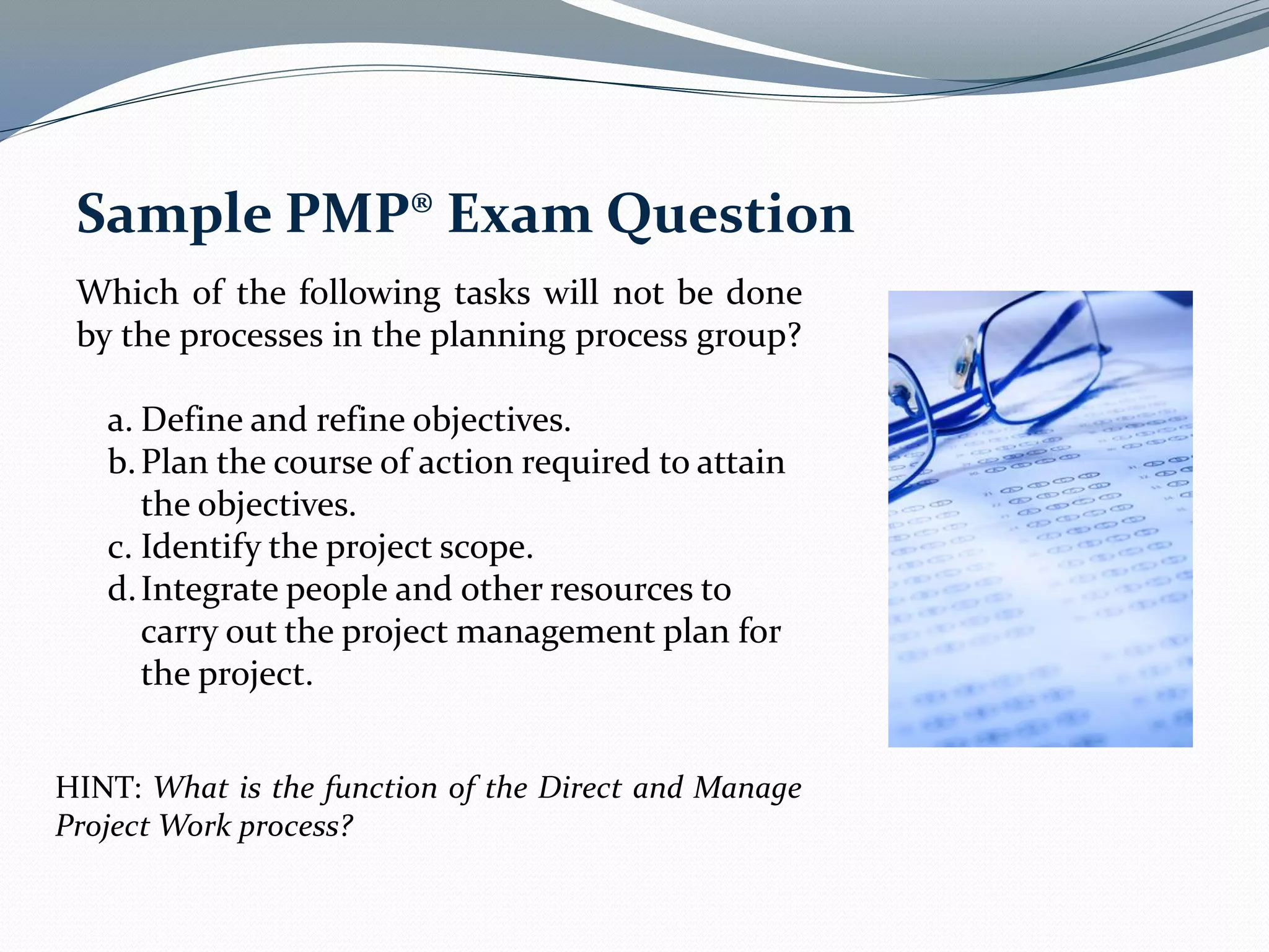 PMP Five Sample Questions | PDF