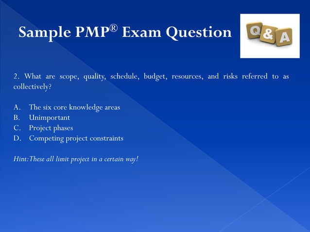Pmp Five Sample Questions | PPT | Free Download