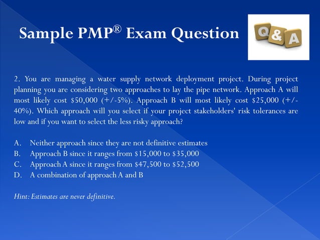 PMP Exam Sample Questions | PPT