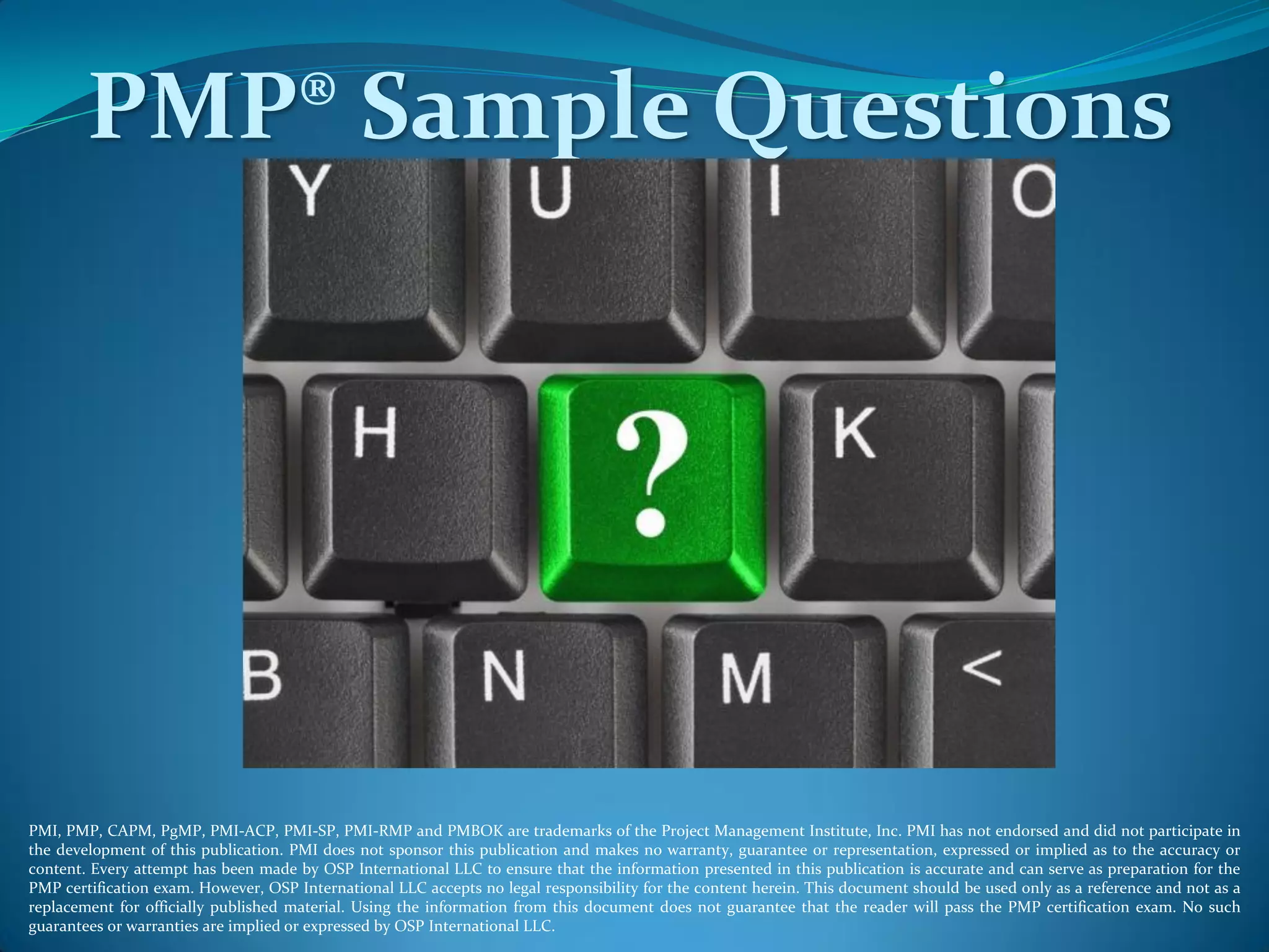 PMP® Sample Questions | PDF