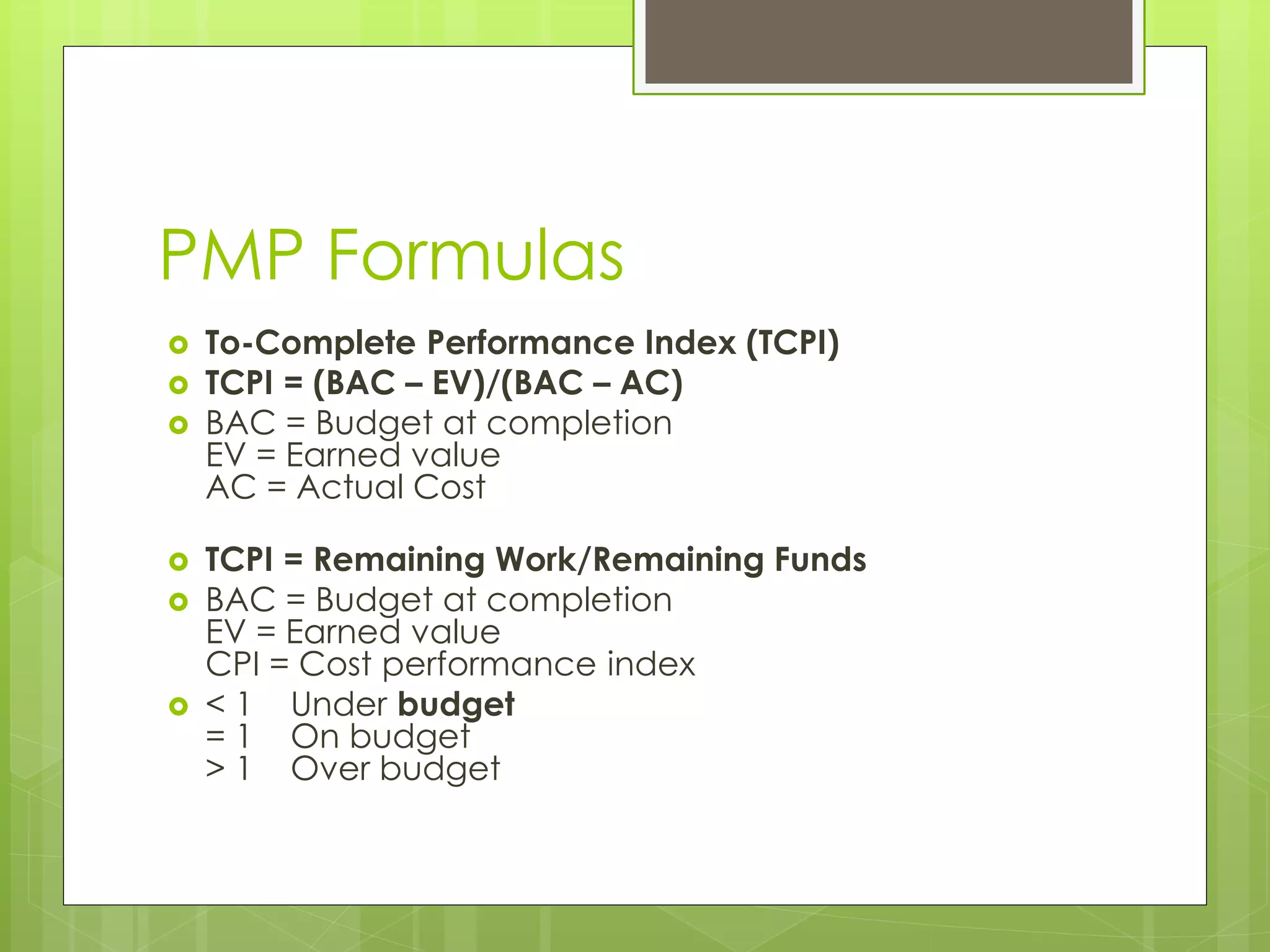 Pmp formulas | PPT
