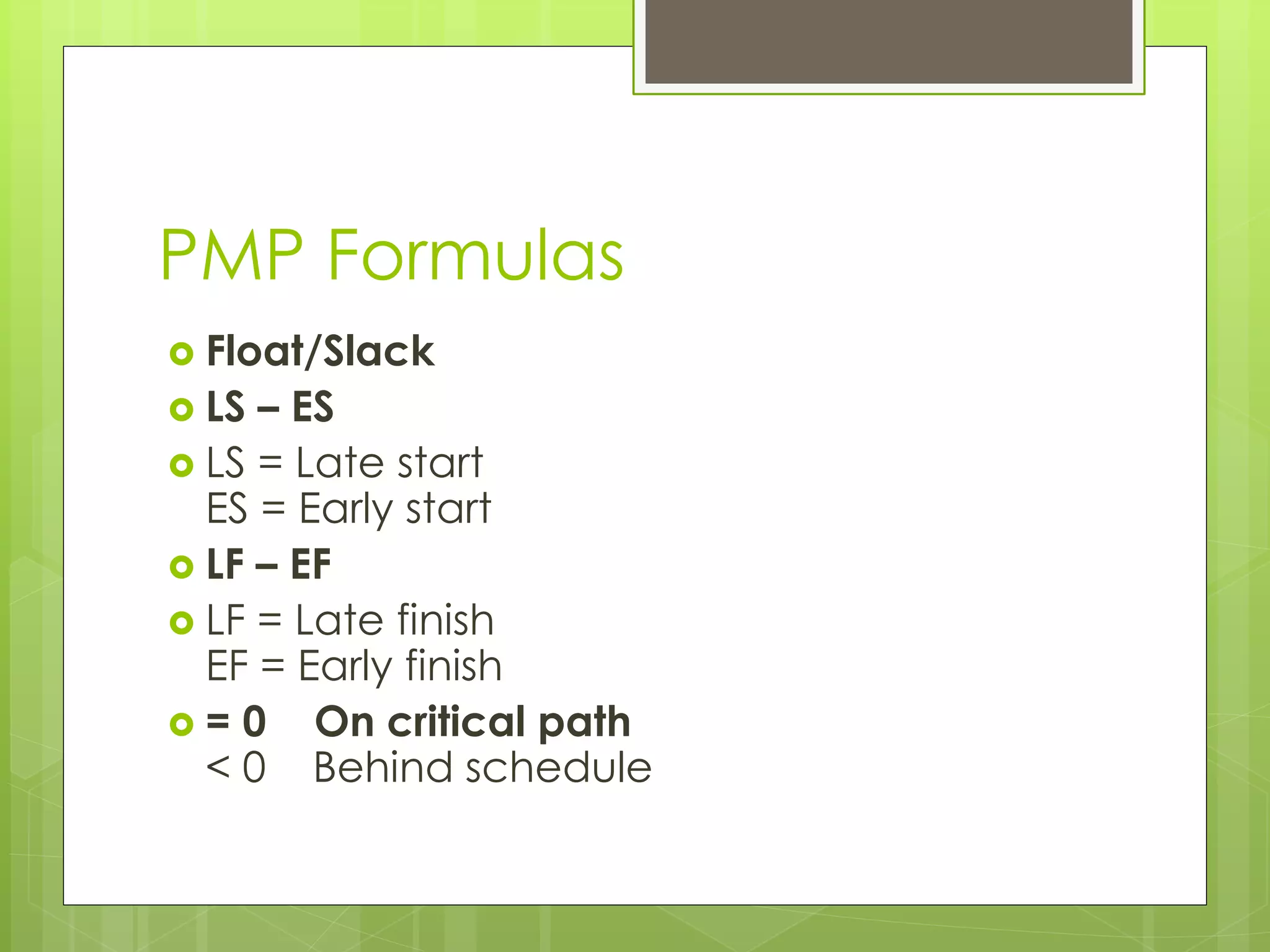 Pmp formulas | PPT