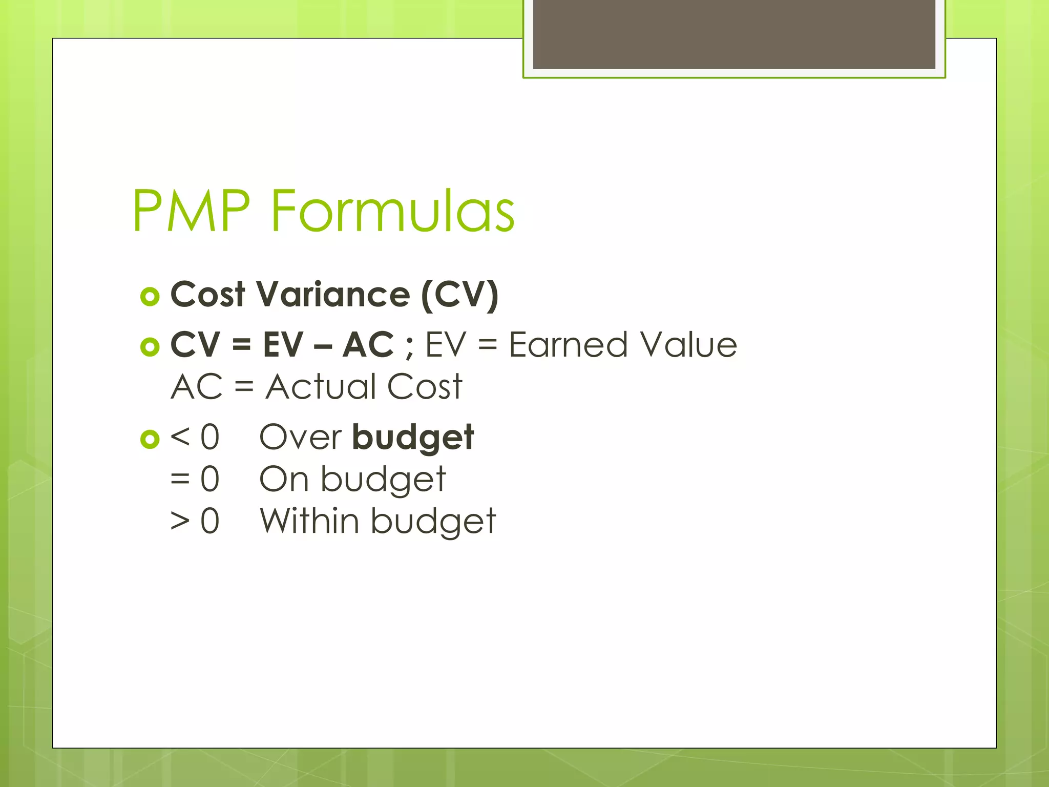 Pmp formulas | PPT
