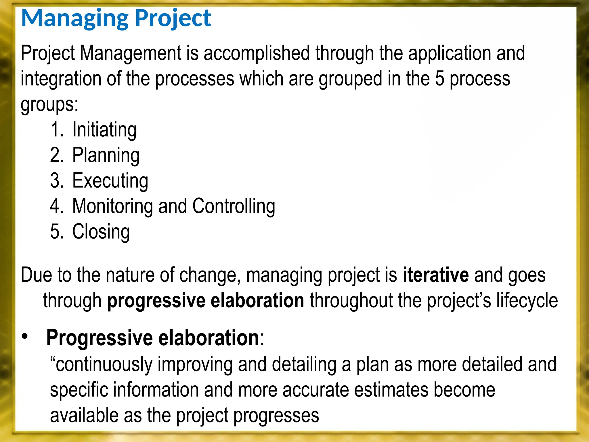 PMP Framework and Process for PMBOK vesrion 5 | PPTX