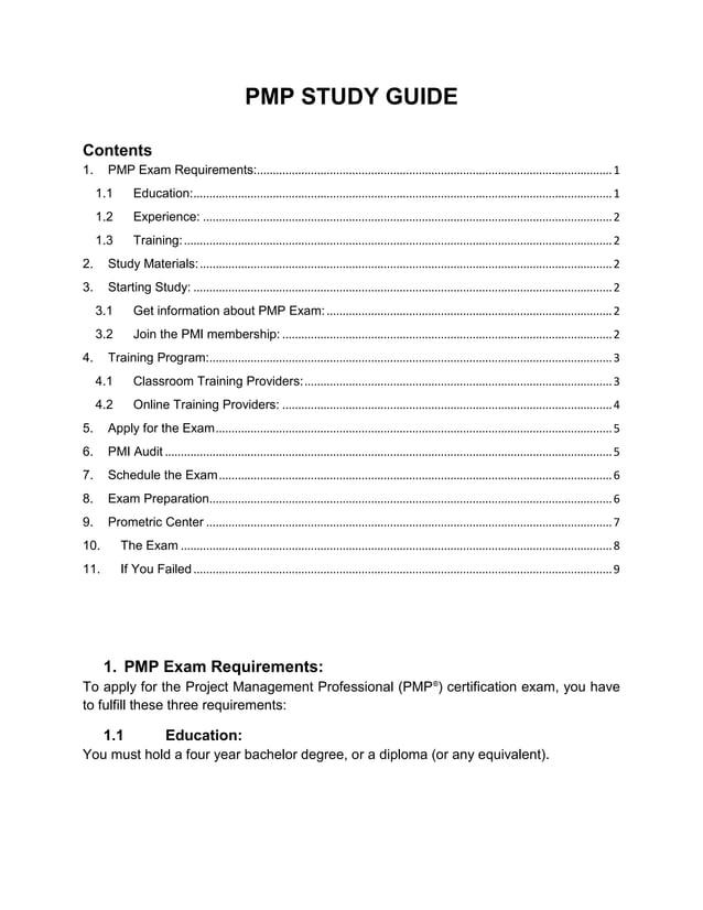 PMP Study Guides | PDF