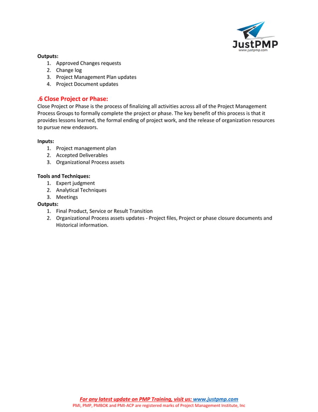 Free PMP Notes based on PMBOK guide and covers latest PMP changes after ...