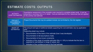 Pmp – pmbok 5th edition chapter7 project cost management | PPTX