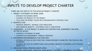 Pmp – pmbok 5th edition develop project charter | PPTX