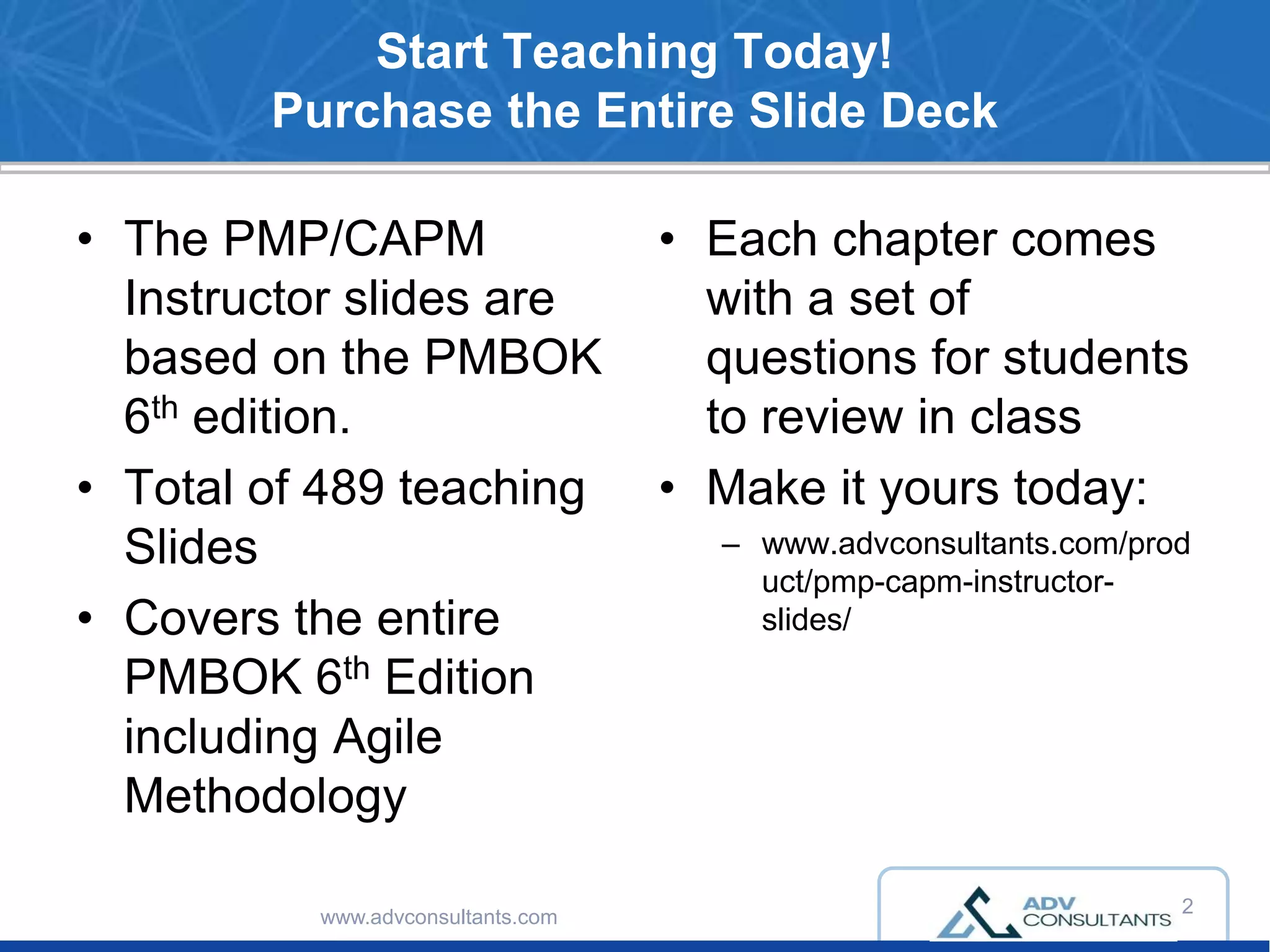 Instructor Slides - PMP/CAPM PMBOK 6th Edition | PPTX