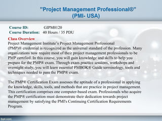 ( PMI-USA ) Training Programs & Some Other Career Development | PPT