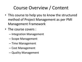 Project Management Course slide 1 | PPTX | Business | Business and Finance