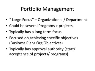 Project / Program / Portfolio Management and Processes Groups | PPTX