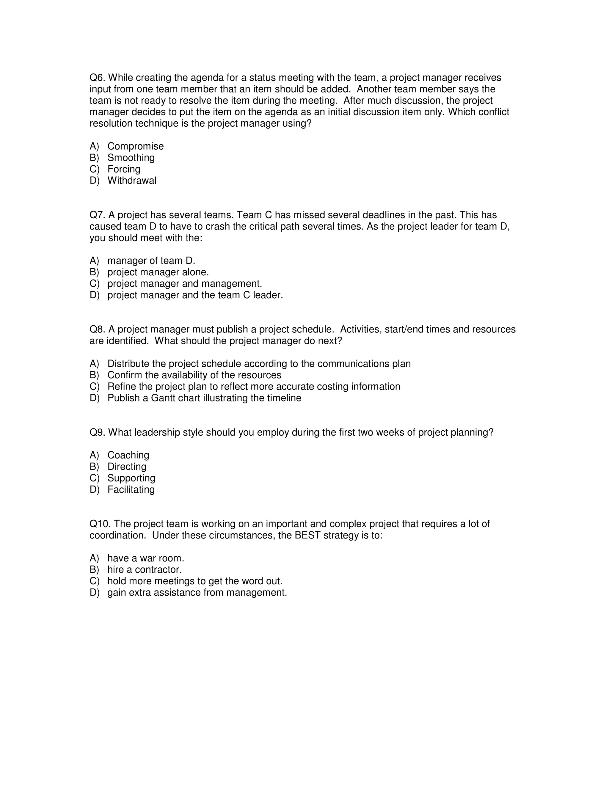 PMP Question Bank | PDF