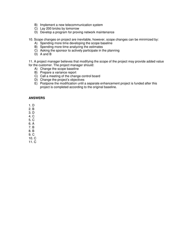 PMP Question Bank | PDF