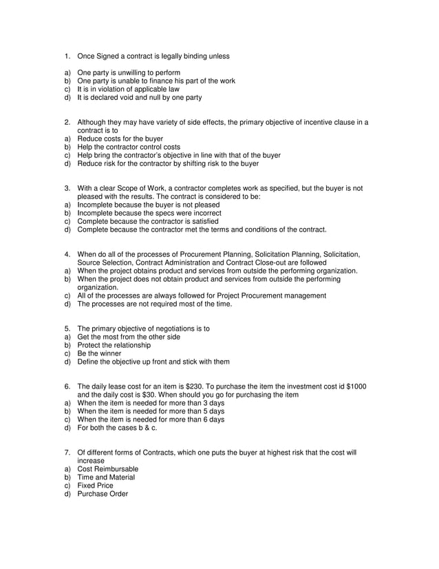 PMP Question Bank | PDF