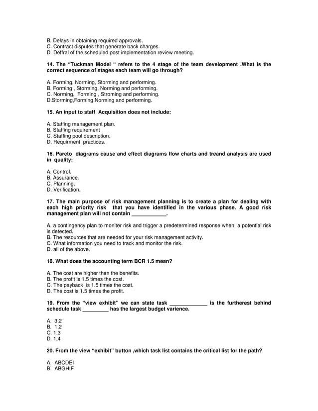 PMP Question Bank | PDF