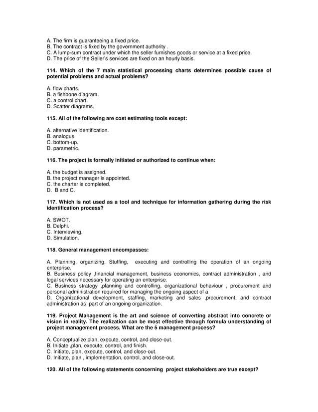 PMP Question Bank | PDF