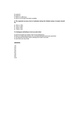 Pmp question bank | PDF