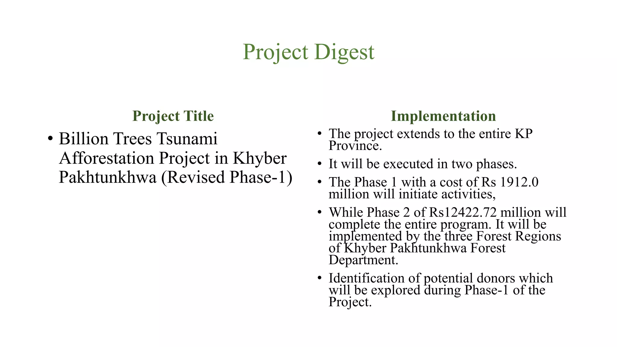 Billion Tree Tsunami Afforestation Project in KP | PPTX
