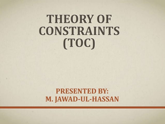 Theory of Constraints TOC in Project Management | PPTX