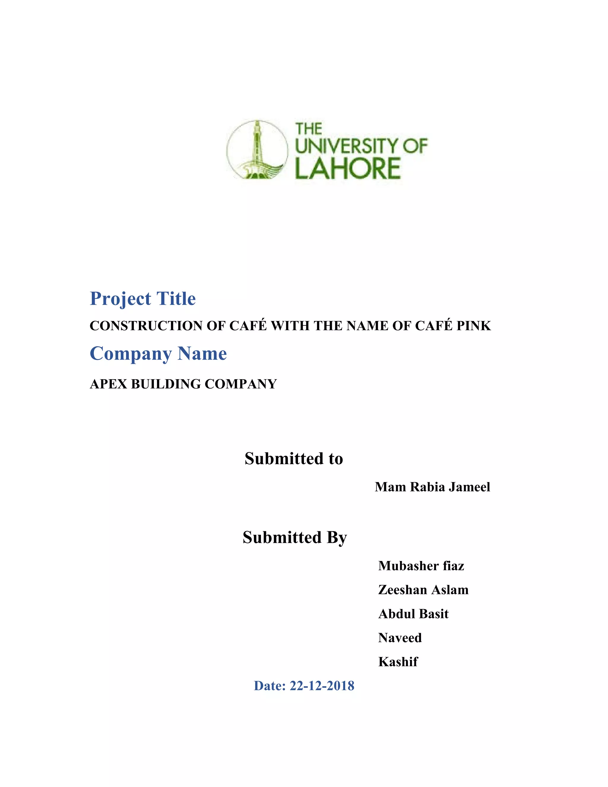 Project Charter on cafe pink | DOC