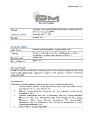 Pm project charter | DOCX
