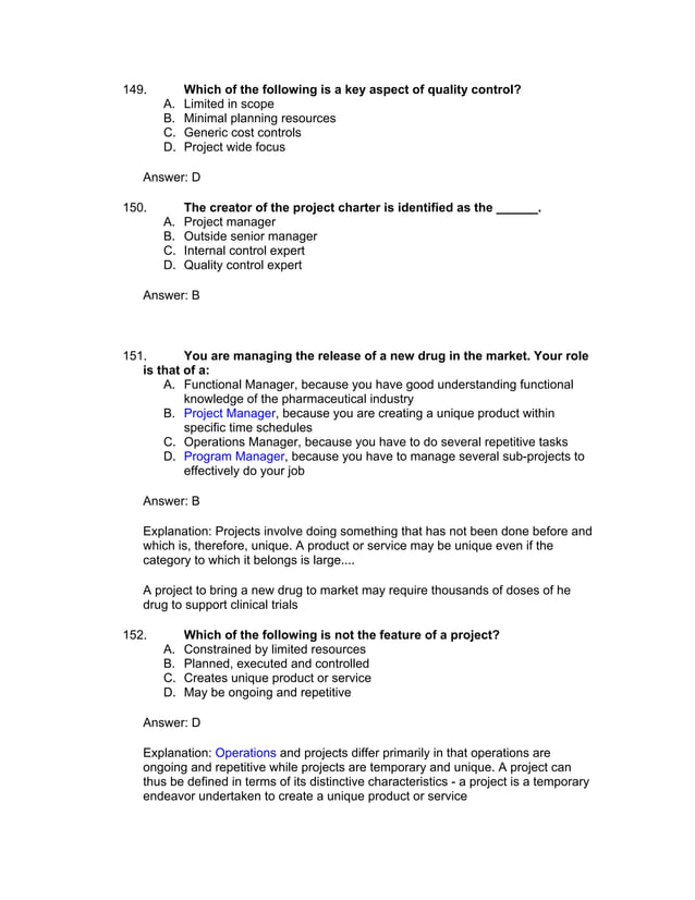 Pmp sample qa3 | PDF