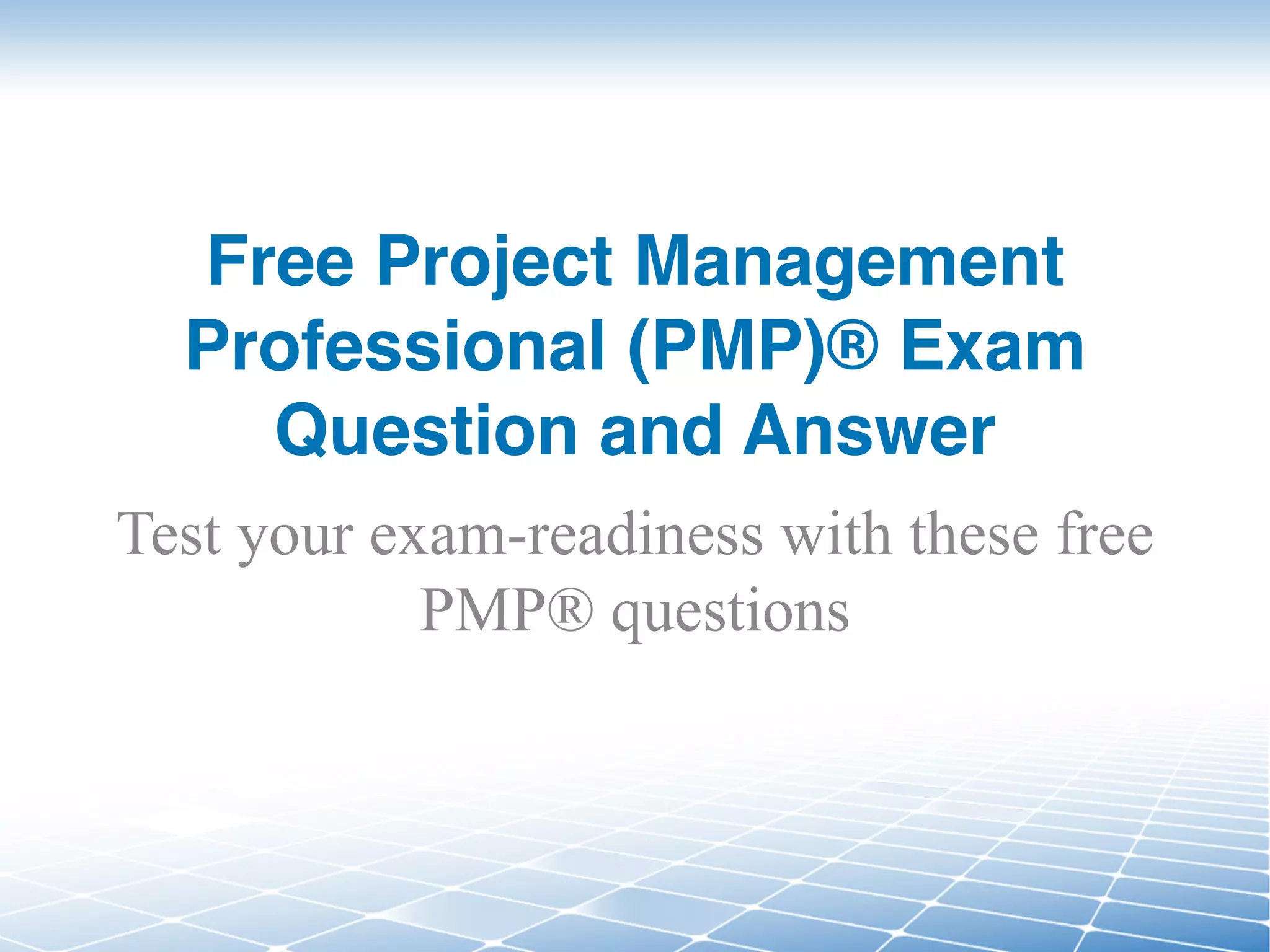 Free PMP® Practice Exam Questions | PDF