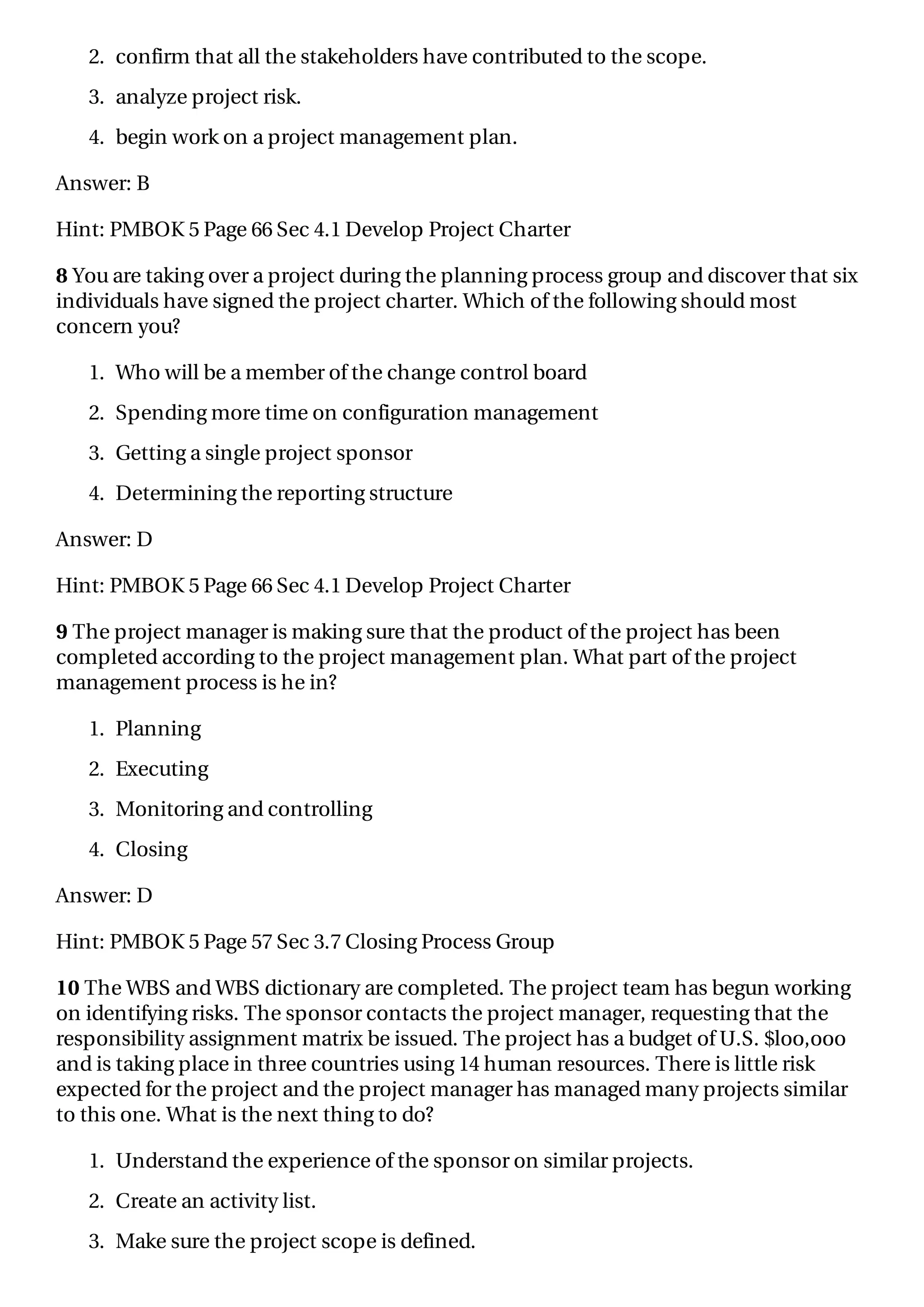 Pmp sample questions | PDF