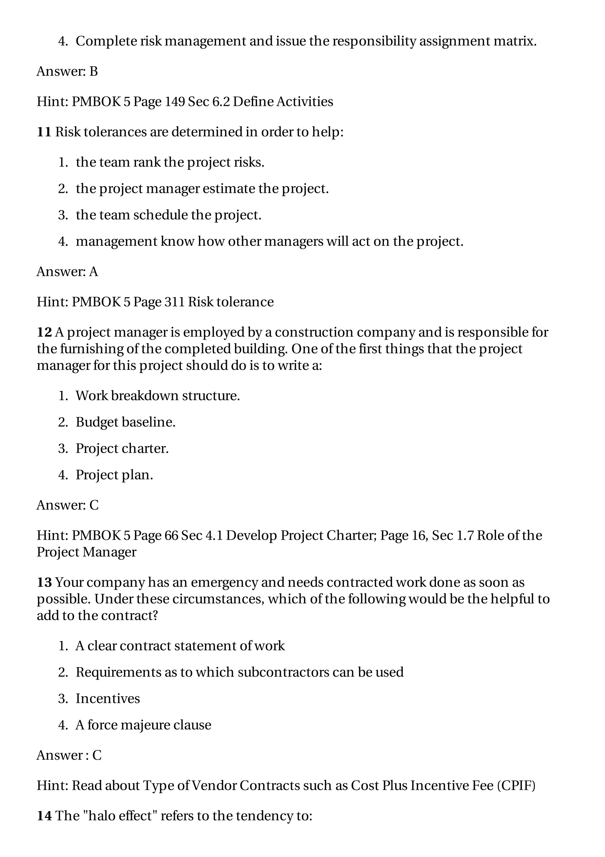 Pmp sample questions | PDF