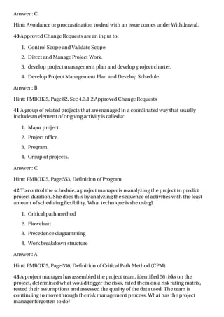 Pmp sample questions | PDF