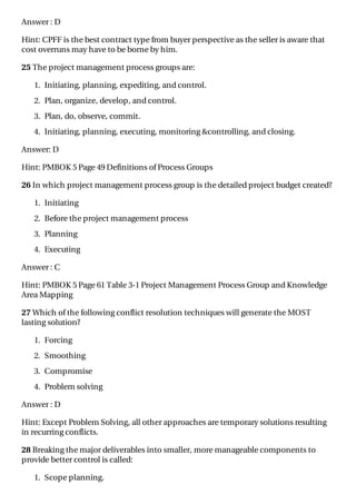 Pmp sample questions | PDF