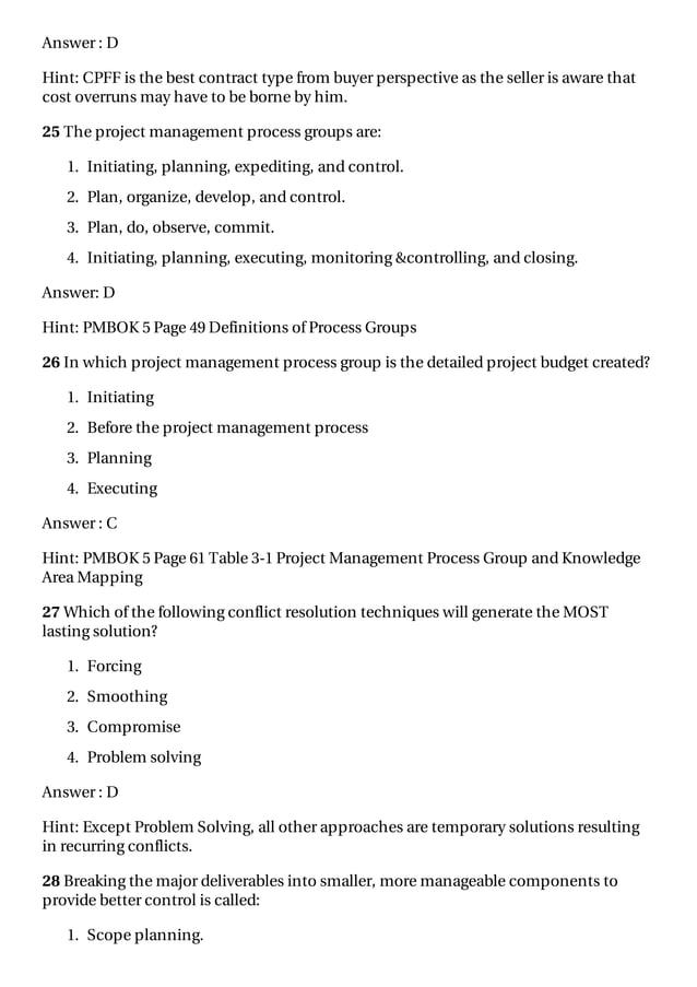 Pmp sample questions | PDF