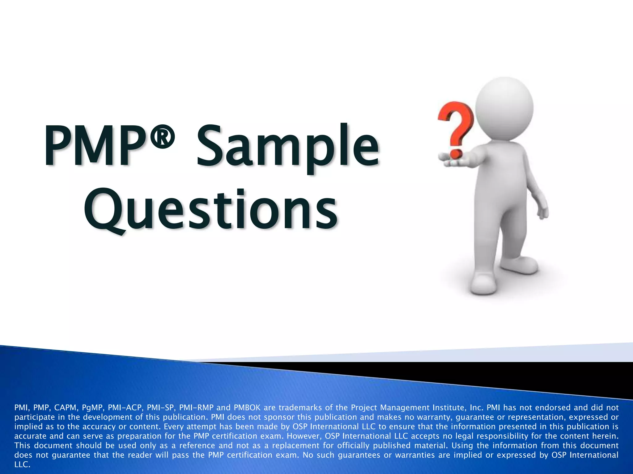 PMP Exam Sample Questions Set 4 | PPT