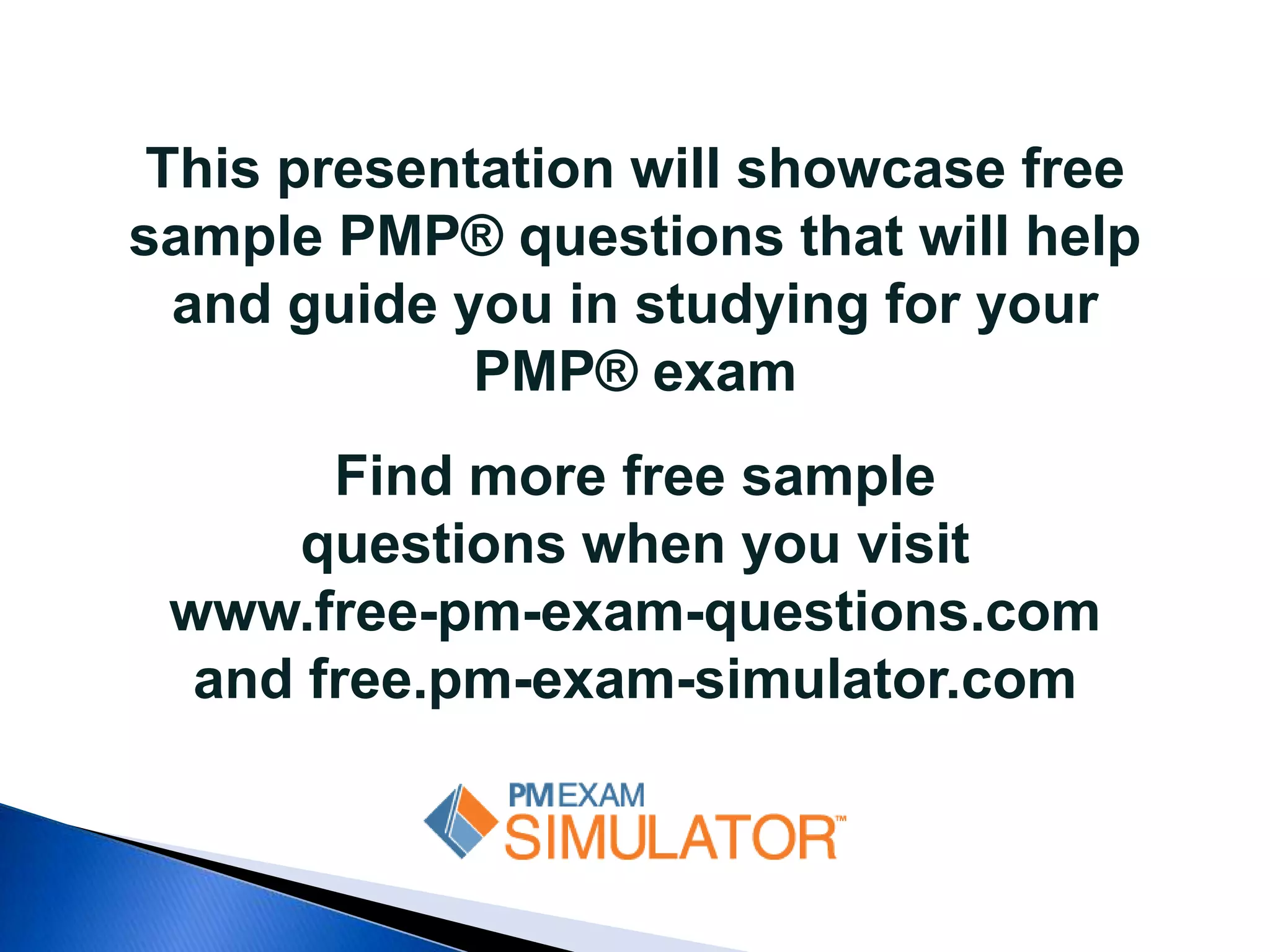 PMP Exam Sample Questions Set 4 | PPT | Free Download