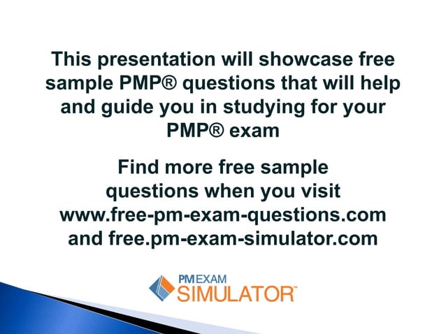 PMP Exam Sample Questions Set 4 | PPT