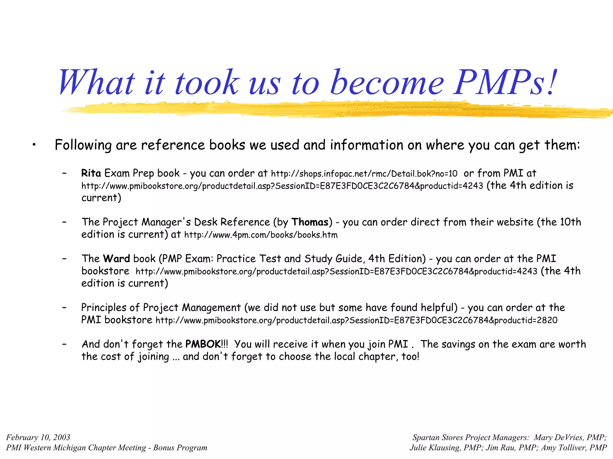 PMP Study Group example | PPT