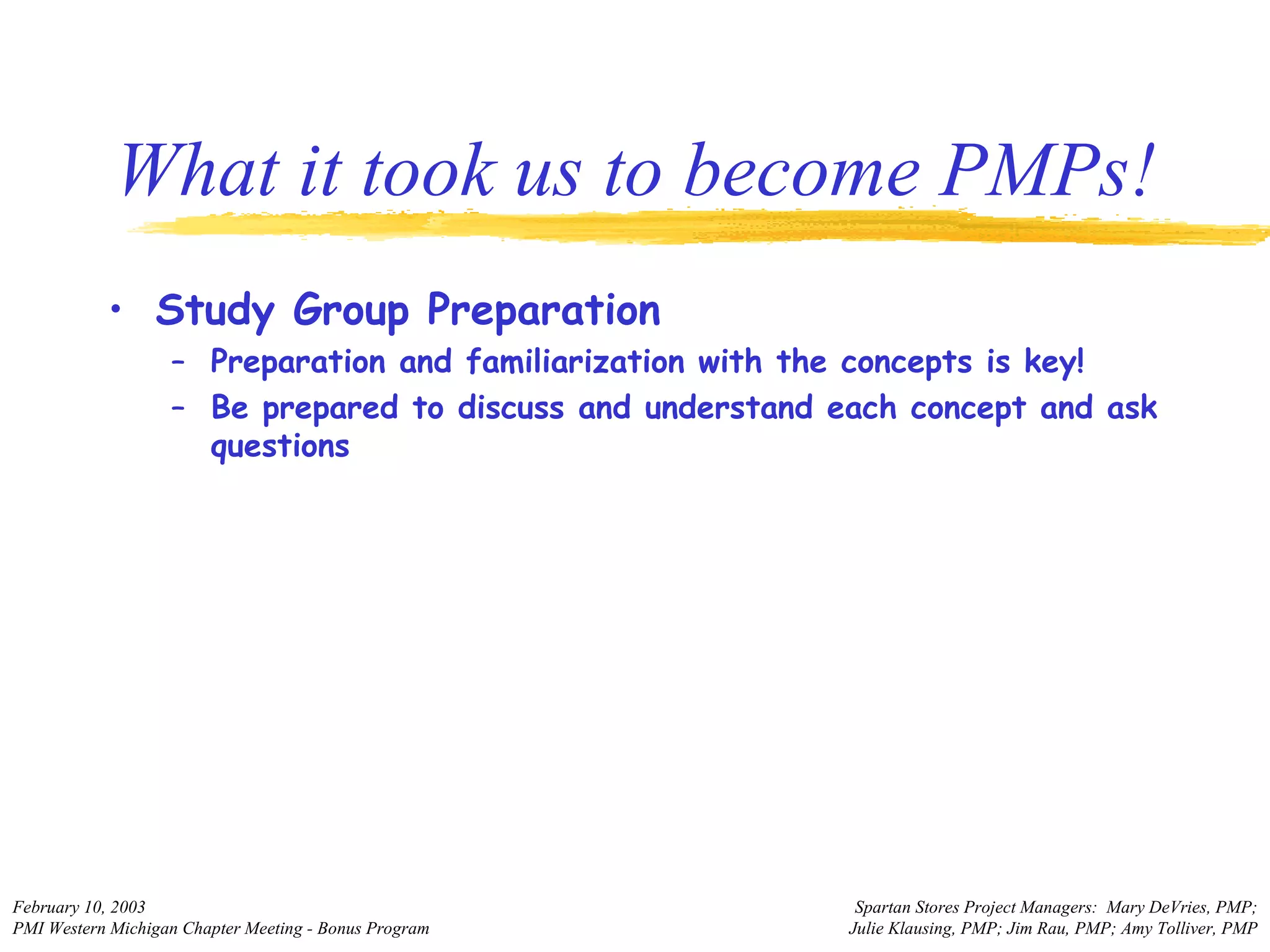 PMP Study Group example | PPT