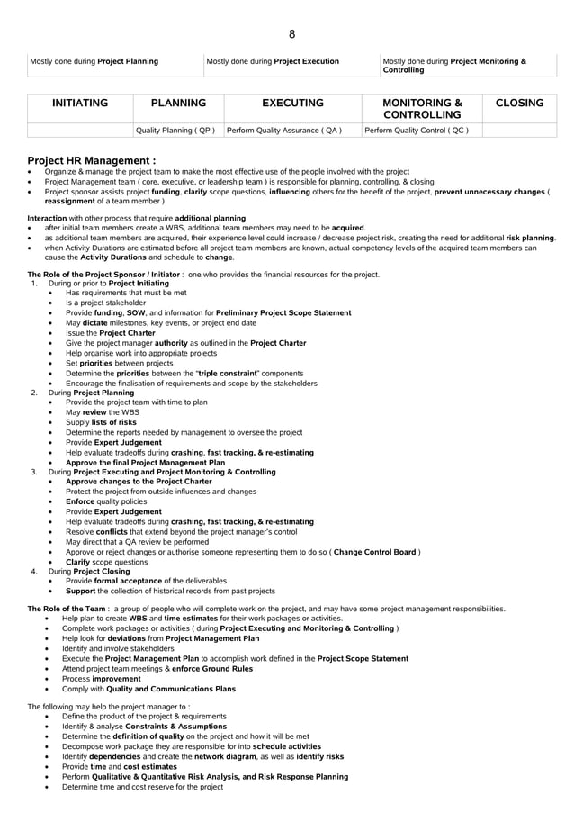 Free PMP notes,Free PMP Study Material,Free PMP Chapter wise notes,PMP ...