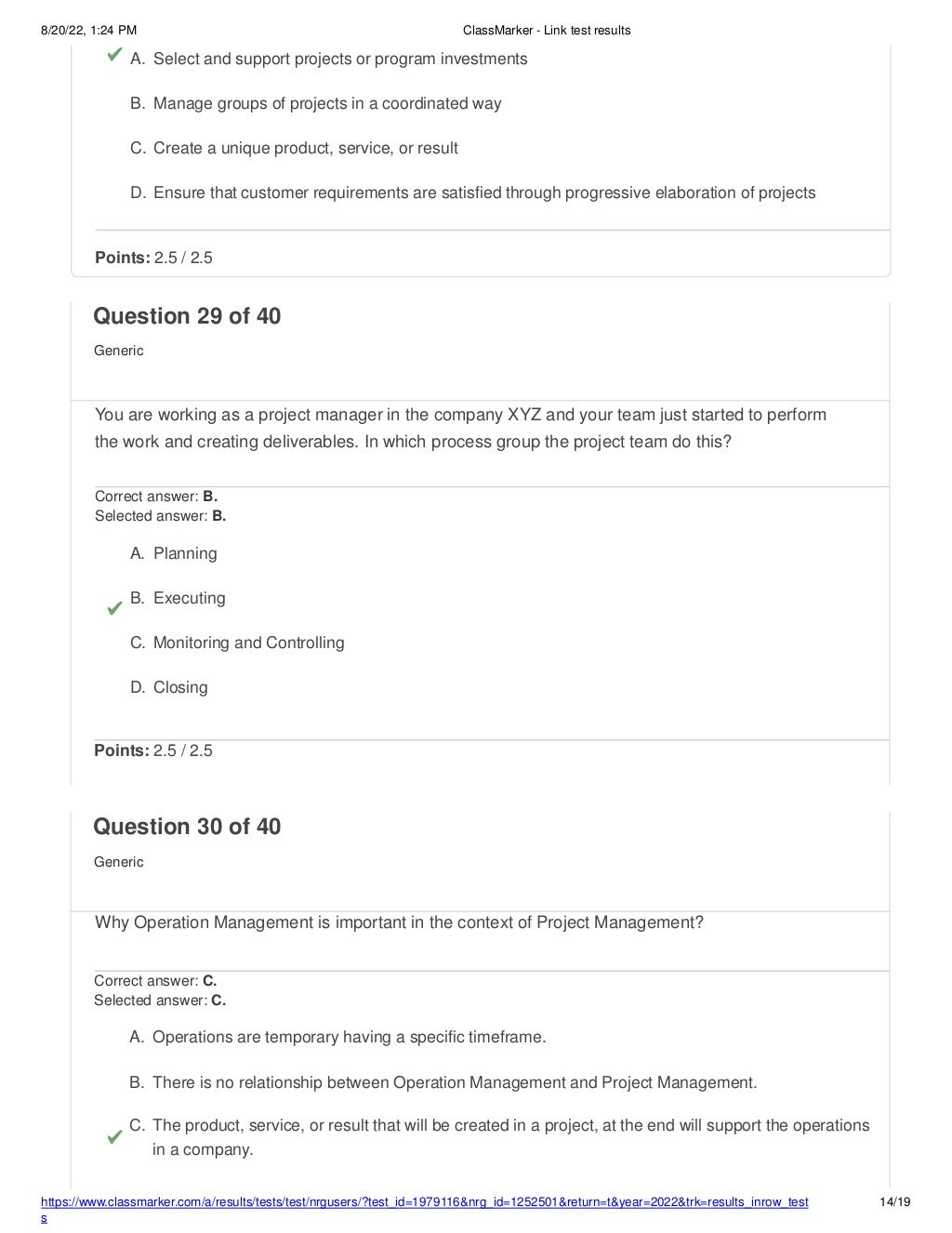 PMP Test 01 Results | PPTX