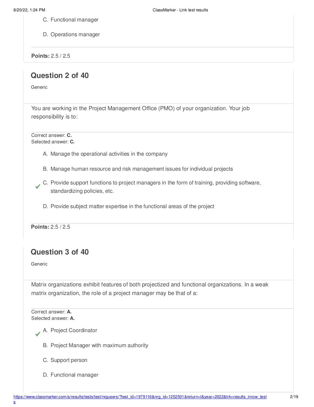 PMP Test 01 Results | PPTX