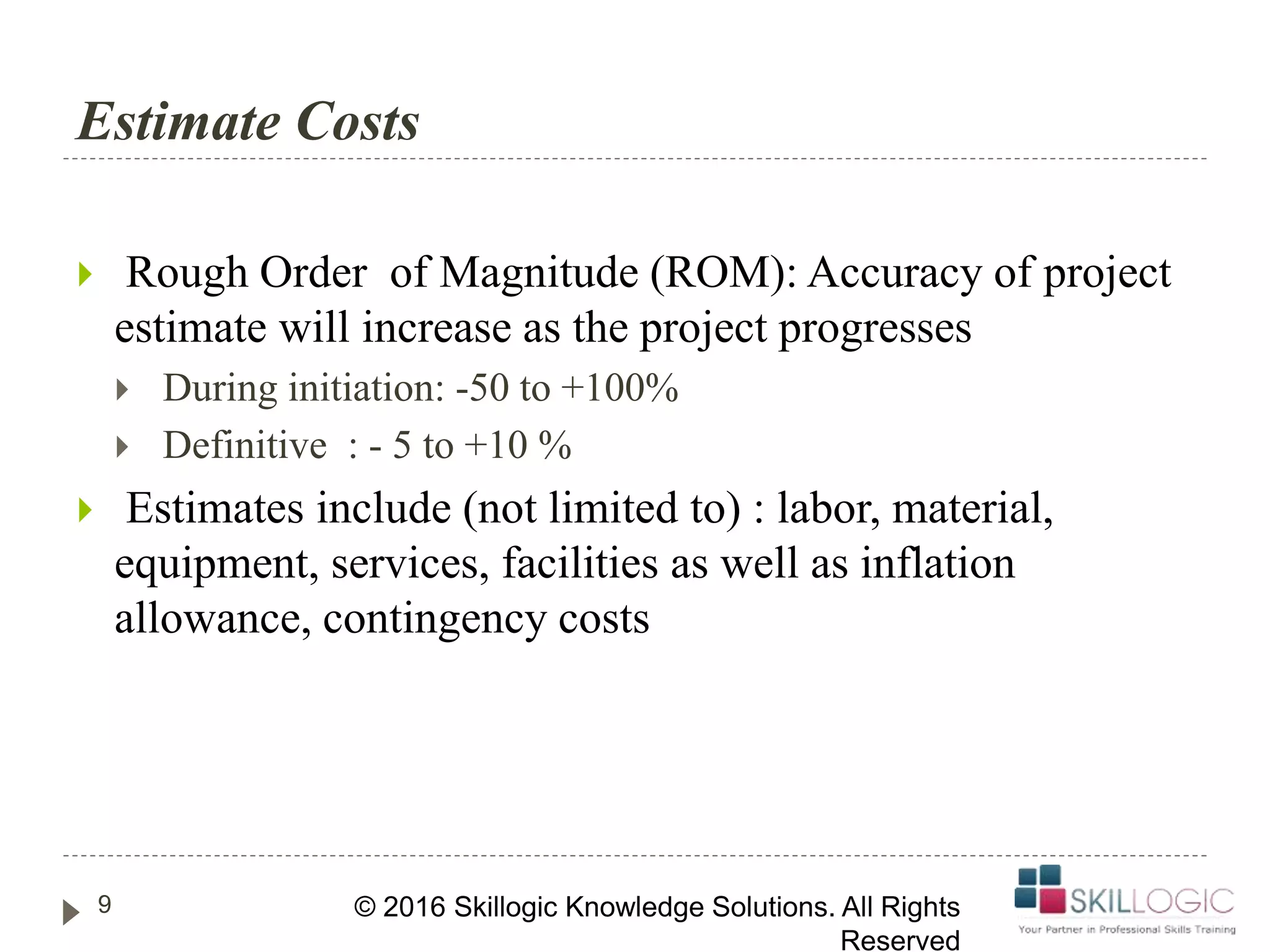 PMP Training Project Cost Management Part 1 | PPTX
