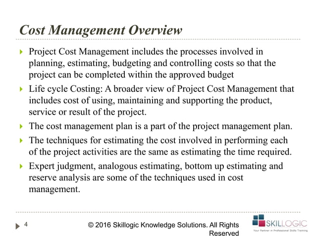 PMP Training Project Cost Management Part 1 | PPTX