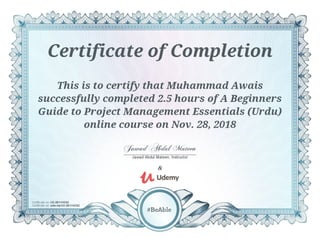 Certificate of Completion A Beginners Guide to Project Management ...