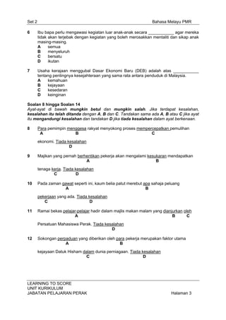 Pmr Bm Kertas 1 Set 2 | PDF