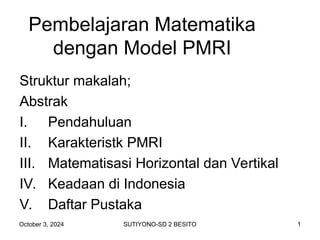PPT MATA KULIAH PMRI PENDIDIKAN GURU MADARASAH IBTIDAIYAH (PGMI) | PPT