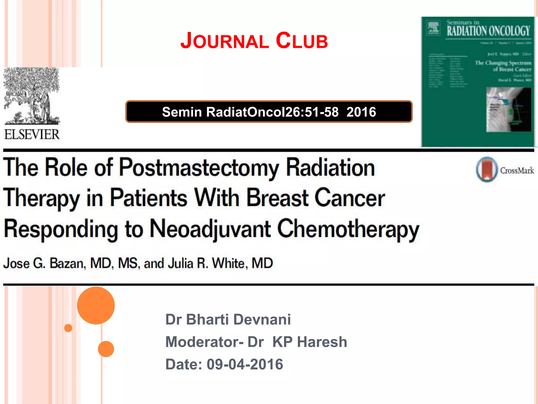 postmastectomy radiotherapy after neo adjuvant chemotherapy in breast ...