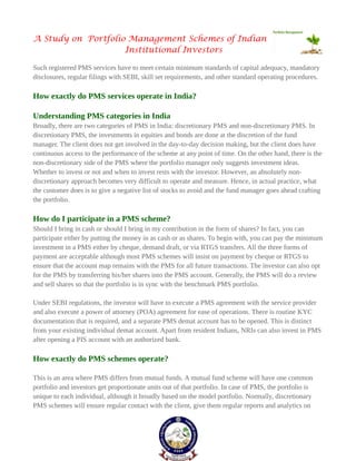 Portfolio Management Schemes of Indian Institutional Investors | PDF ...